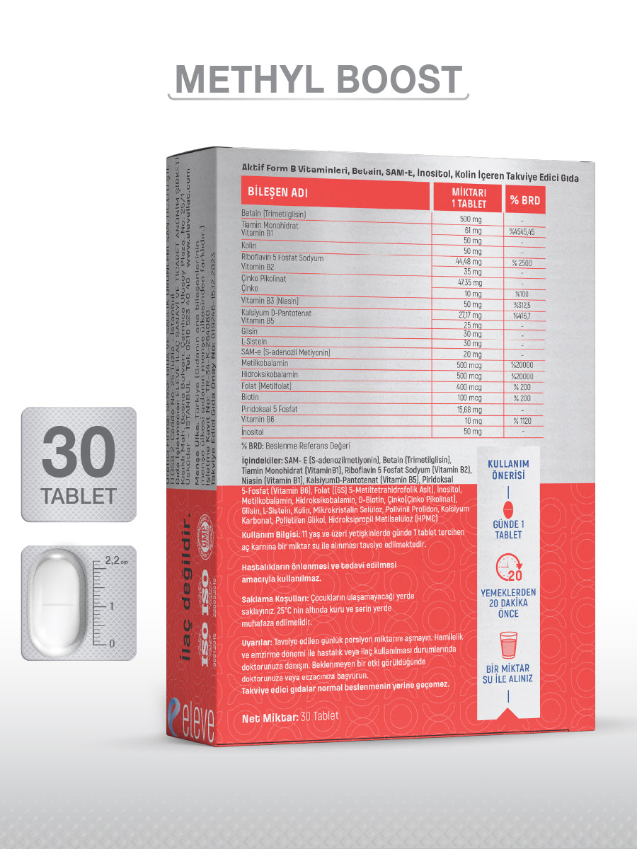 Methyl Boost 30 Tablet | Metilasyon ve Enerji Desteği – Fonksiyonel